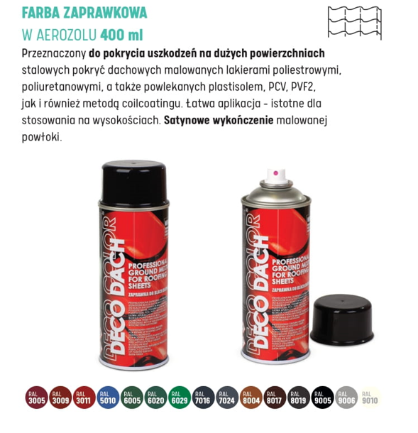 Farba zaprawkowa do dachów Spray 400 ml kolorystyka RAL Połysk 7016 ...